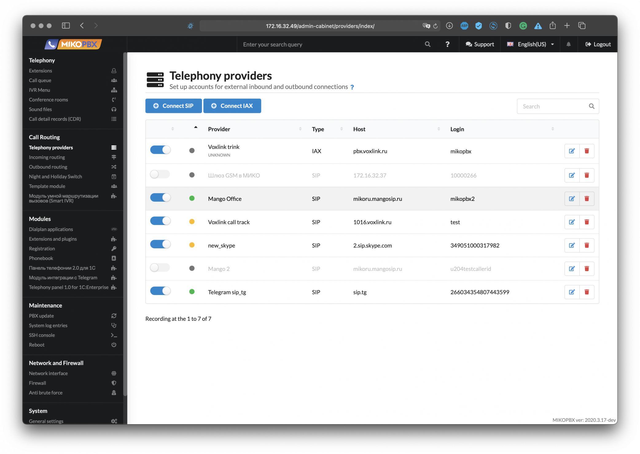 Free MikoPBX features